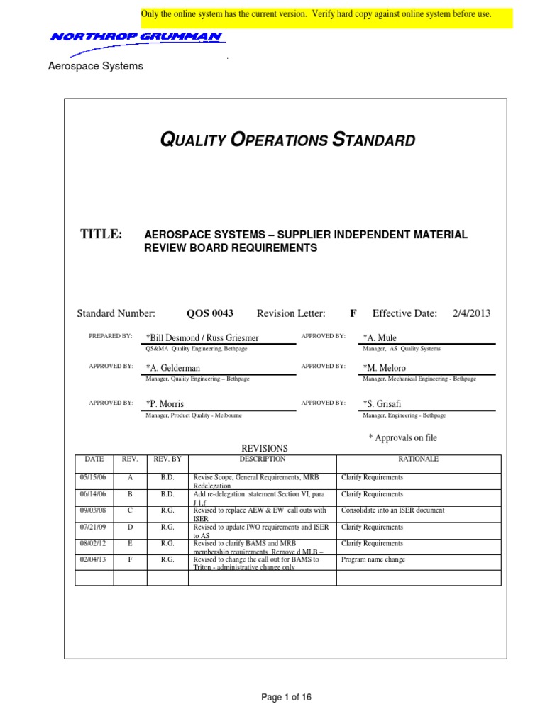 Uality Perations Tandard: Title | PDF | Specification (Technical Standard) | Reliability Engineering