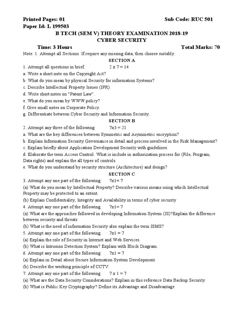 Printed Pages: 01 Sub Code: RUC 501 Paper Id: L 199503 B Tech (Sem V ...