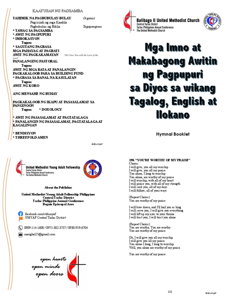 Mga Imno at Makabagong Awitin NG Pagpupuri Sa Diyos Sa Wikang Tagalog, English at Ilokano | PDF ...