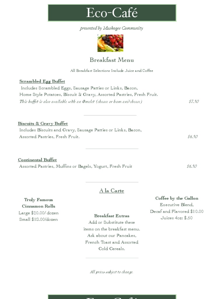 Eco Cafe Catering Menu | Salad | Lunch | Free 30-day Trial | Scribd