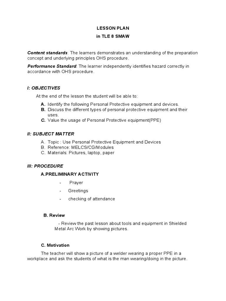 Lesson Plan Smaw2 | PDF | Personal Protective Equipment | Welding