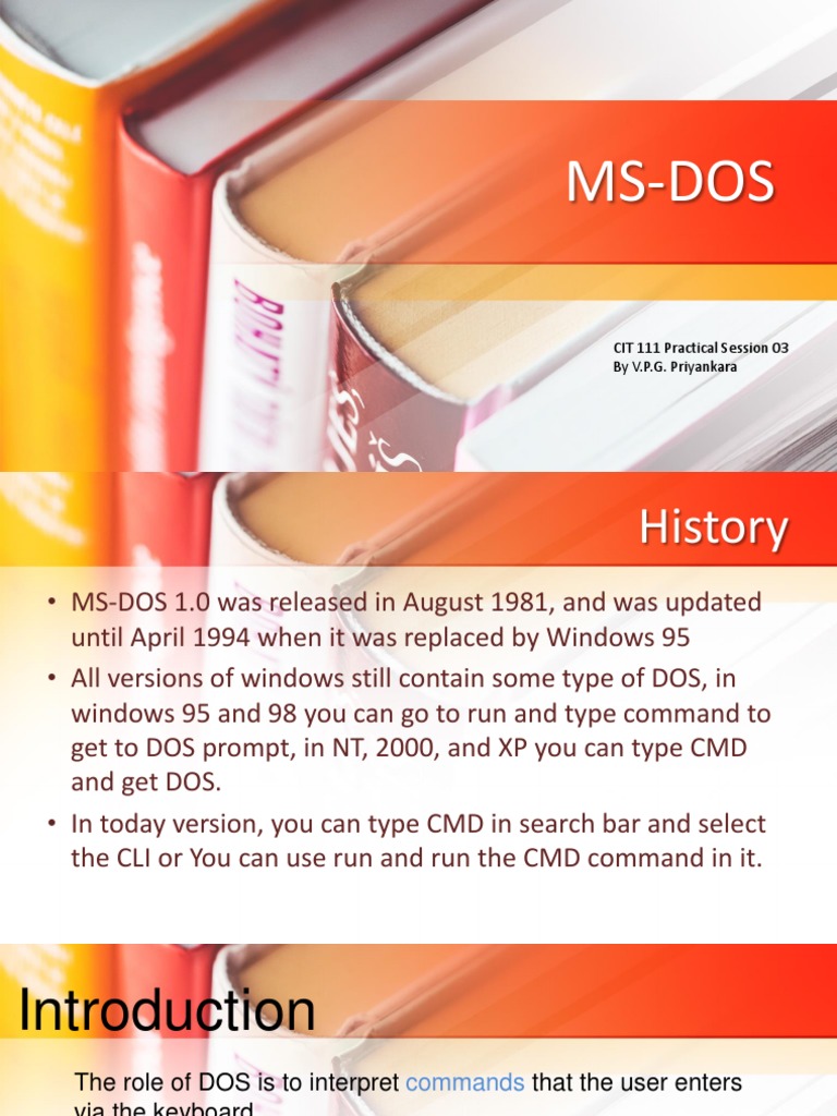 Ms-Dos: CIT 111 Practical Session 03 by V.P.G. Priyankara | PDF | Command Line Interface ...