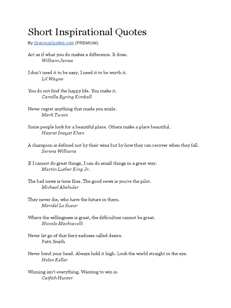 100 Short Inspirational Quotes | PDF