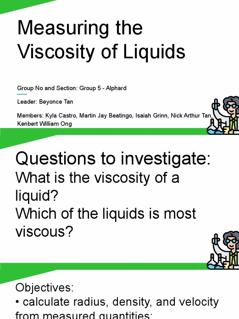 G1C1 Measuring Viscosity of Liquids Lab | PDF | Viscosity | Shear Stress
