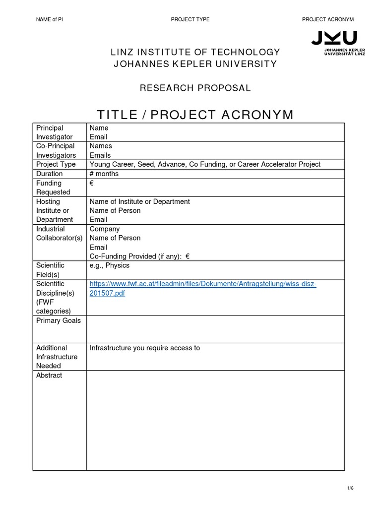 Title / Project Acronym: Linz Institute of Technology Johannes Kepler ...