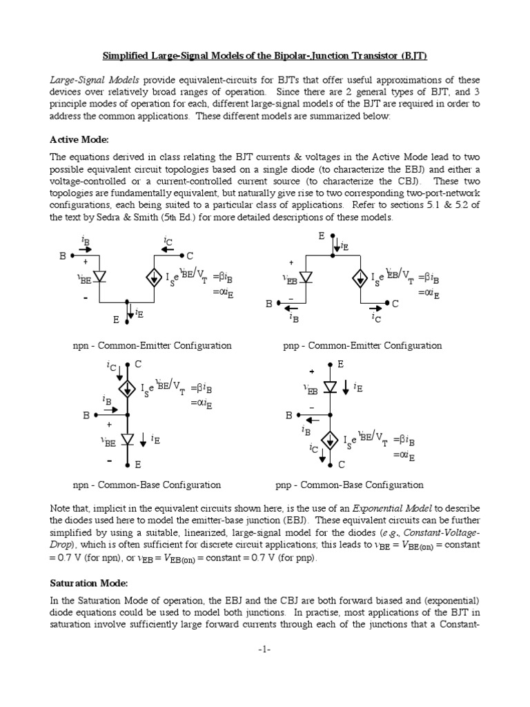 BJT Models | PDF | Bipolar Junction Transistor | Electrical Equipment