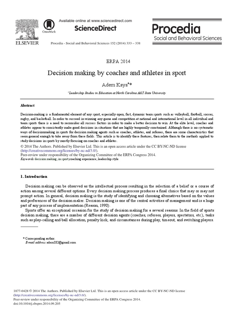 KAYA - Decision Making Coaches Athletes Sport | PDF | Decision Making ...