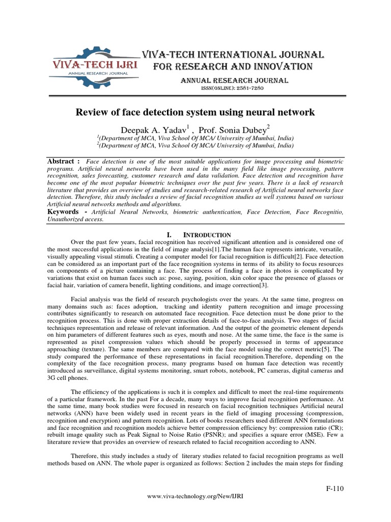 Review Of Face Detection System Using Neural Network Pdf Artificial