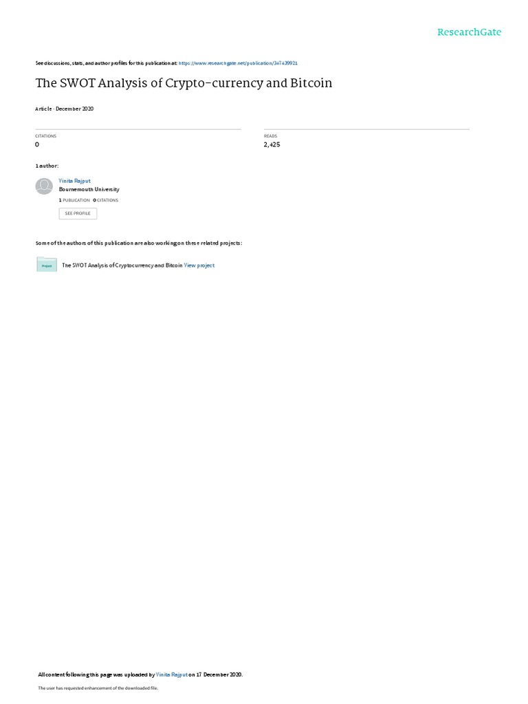 The SWOT Analysis of Crypto-Currency and Bitcoin: December 2020 | PDF ...