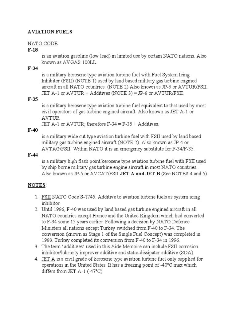 Military Fuel Codes and Spec | PDF | Jet Fuel | Gasoline