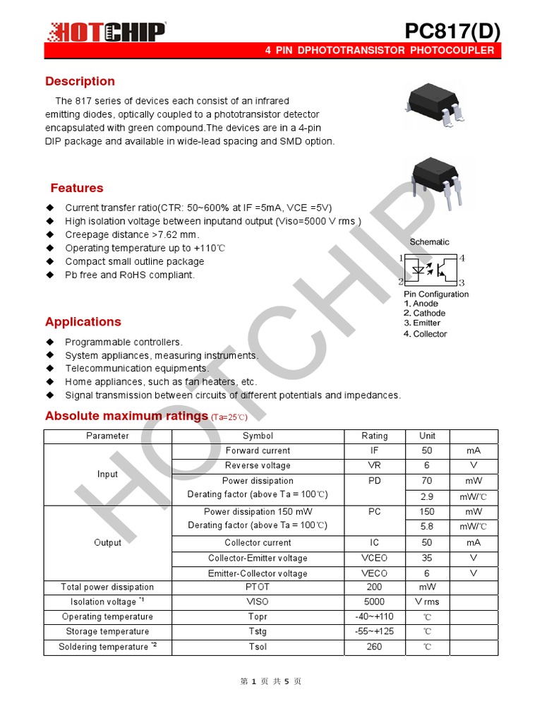 PC817 | PDF | Electricity | Electronics