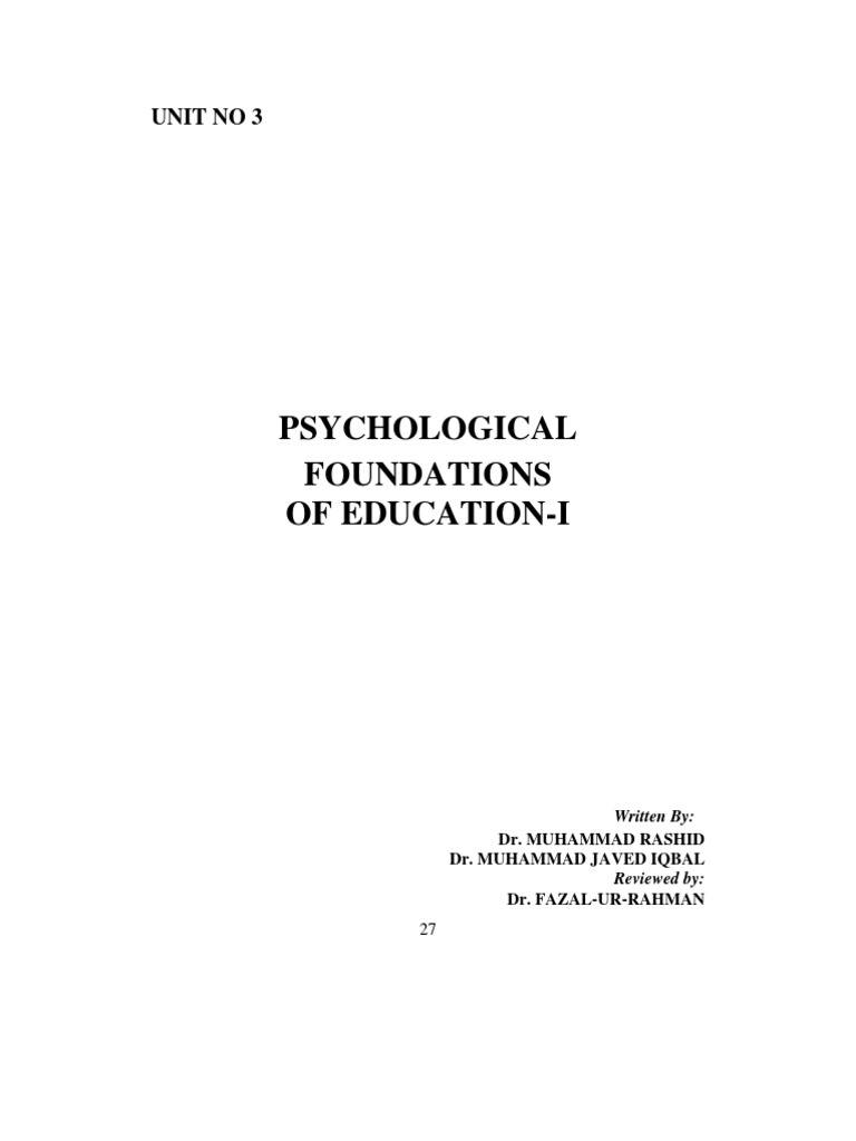 Unit 3 Foundation of Education | PDF | Learning | Cognition