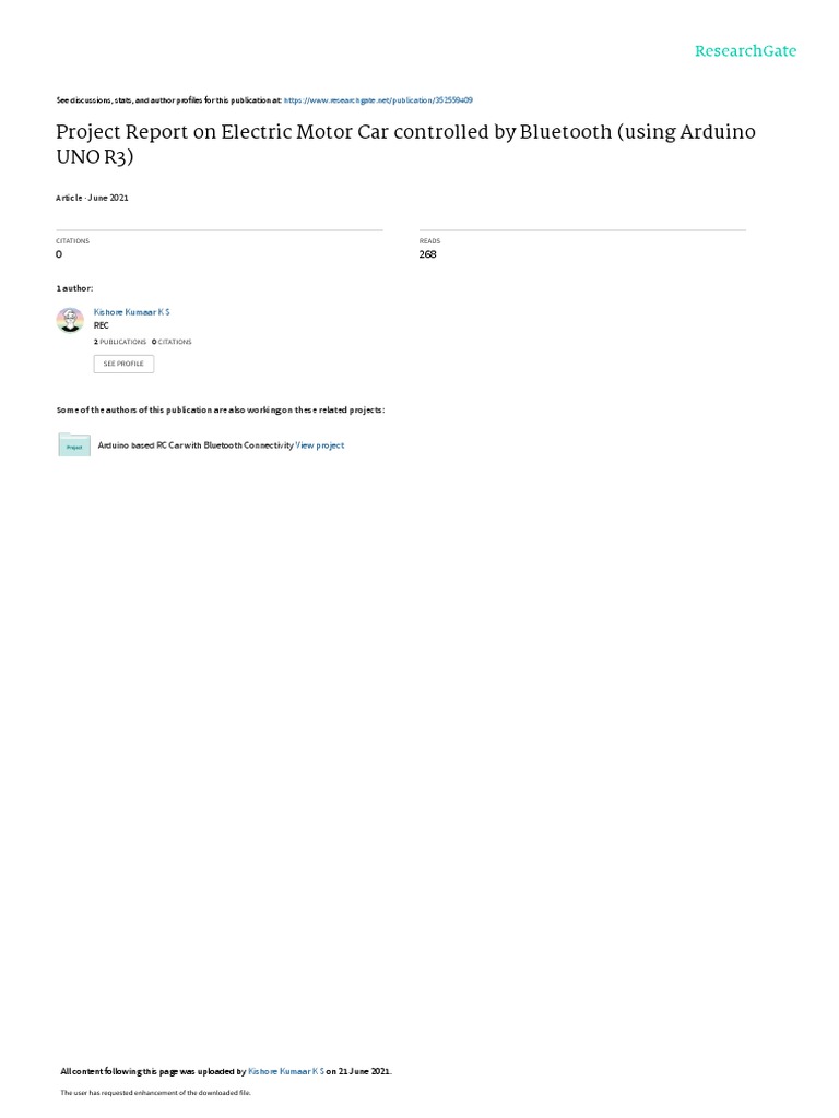 Project Report On Electric Motor Car Controlled by Bluetooth (Using ...