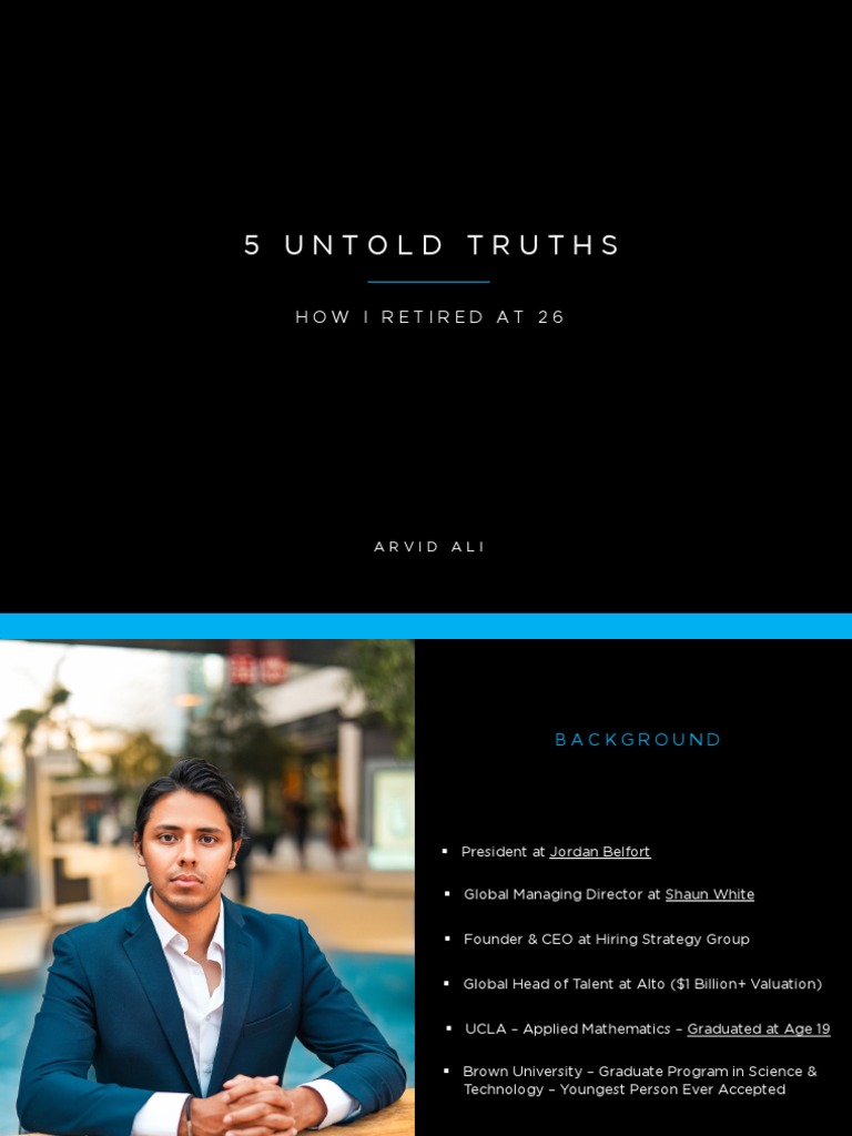 5 Untold Truths - How I Retired at 26 by Arvid Ali | PDF | Sales ...
