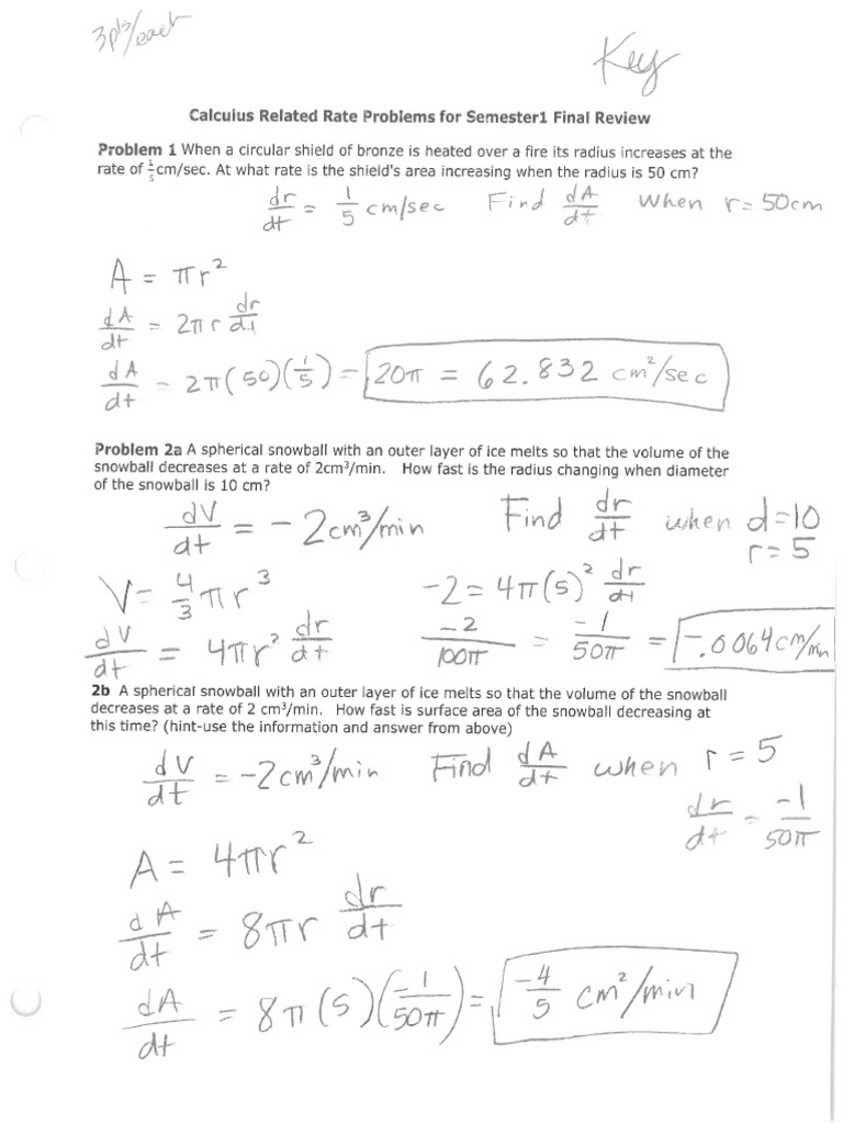 Solutions To Extra Related Rates Problems | PDF
