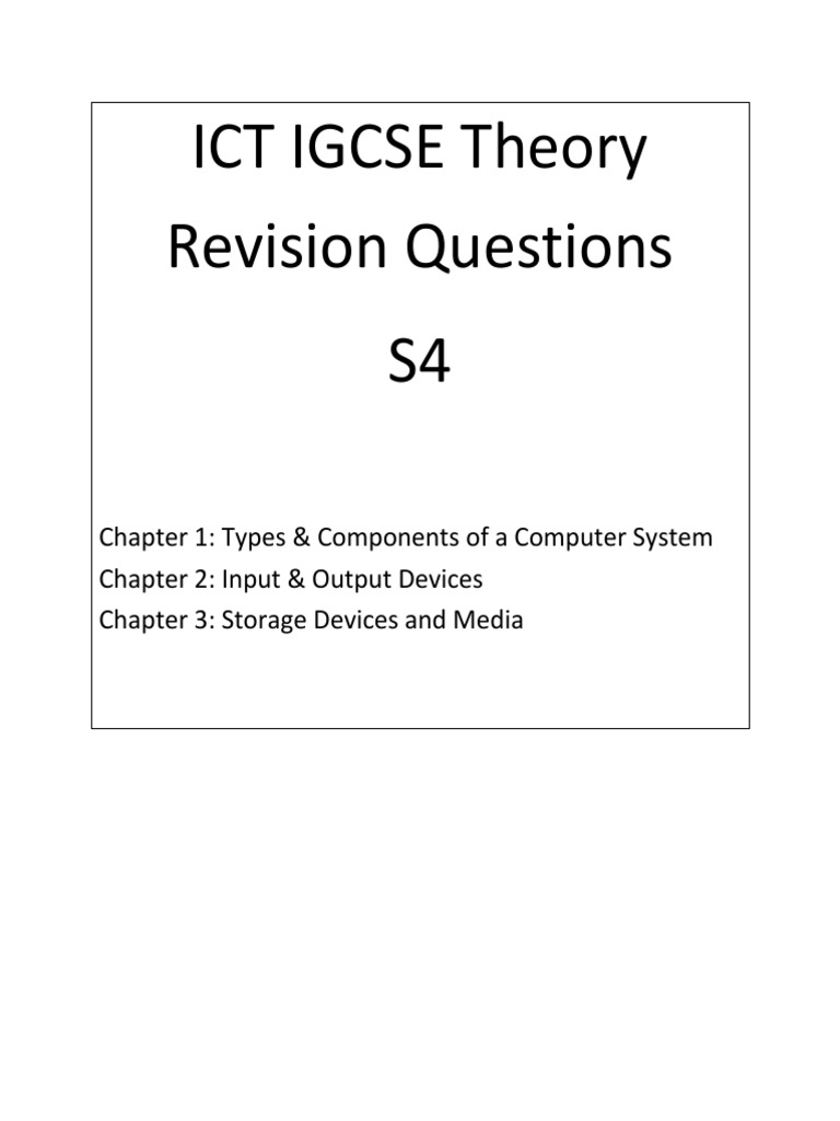 Ict Igcse Theory Revision Questions S4 Pdf Computer Data Storage Personal Computers 