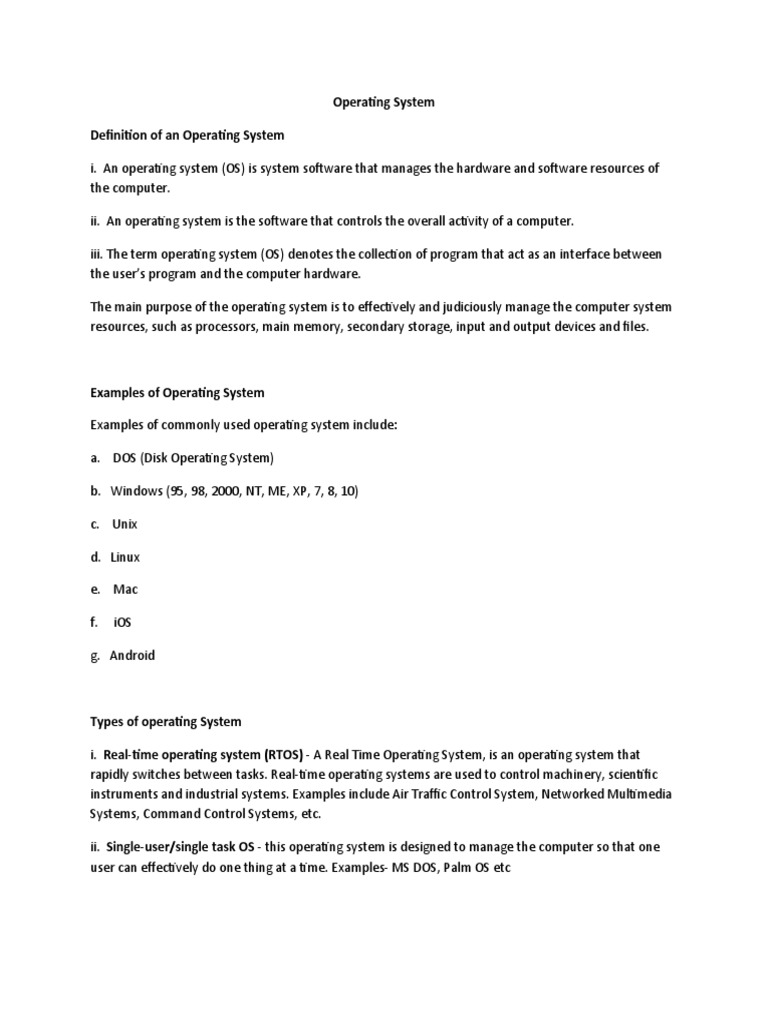 Operating System Definition of An Operating System | PDF | Operating System | Graphical User ...