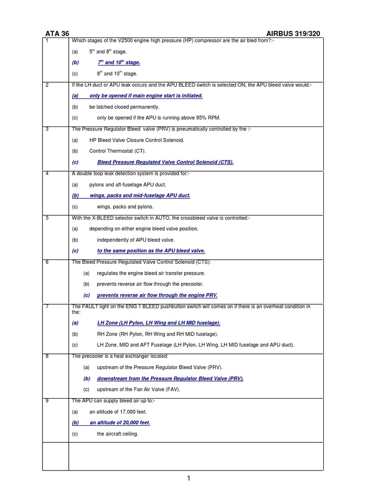 ATA 36 AIRBUS 319/320: TH TH | PDF | Valve | Vehicle Technology