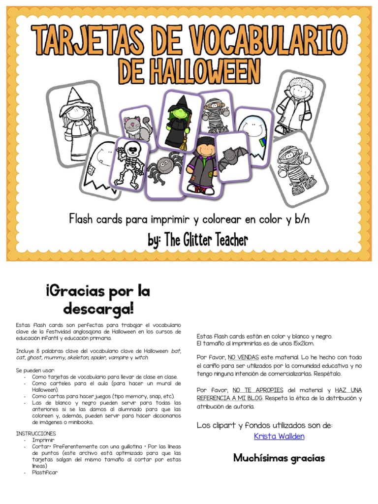 Flashcards de Vocabulario de Halloween | PDF | Educación avanzada ...