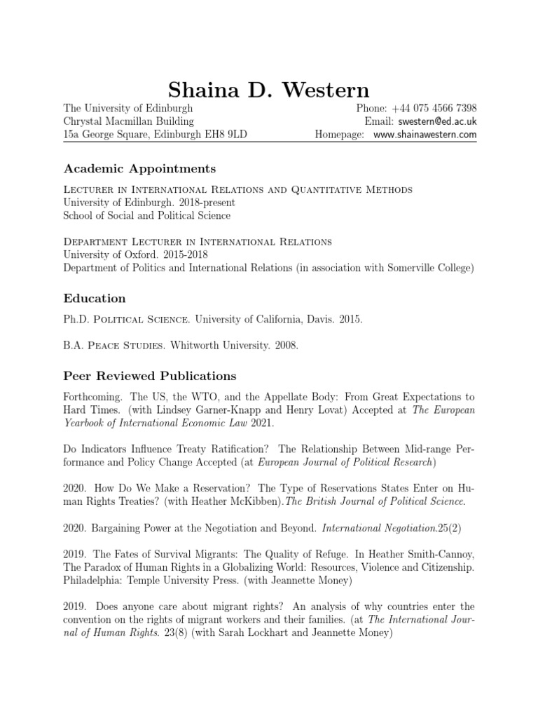 CV 2 | PDF | International Relations | University