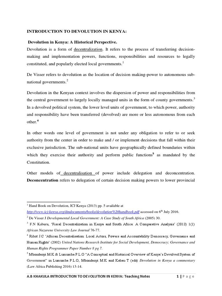 Devolution Notes | PDF | Kenya | Devolution