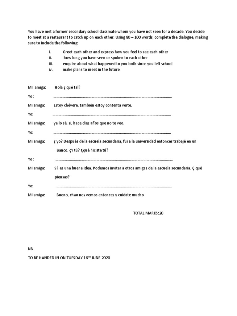 Spanish Dialogue Completion | PDF