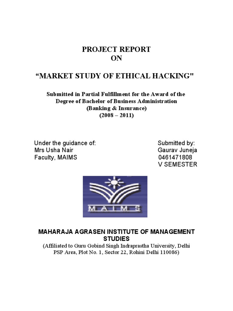 Project Report ON "Market Study of Ethical Hacking" | PDF | Security ...