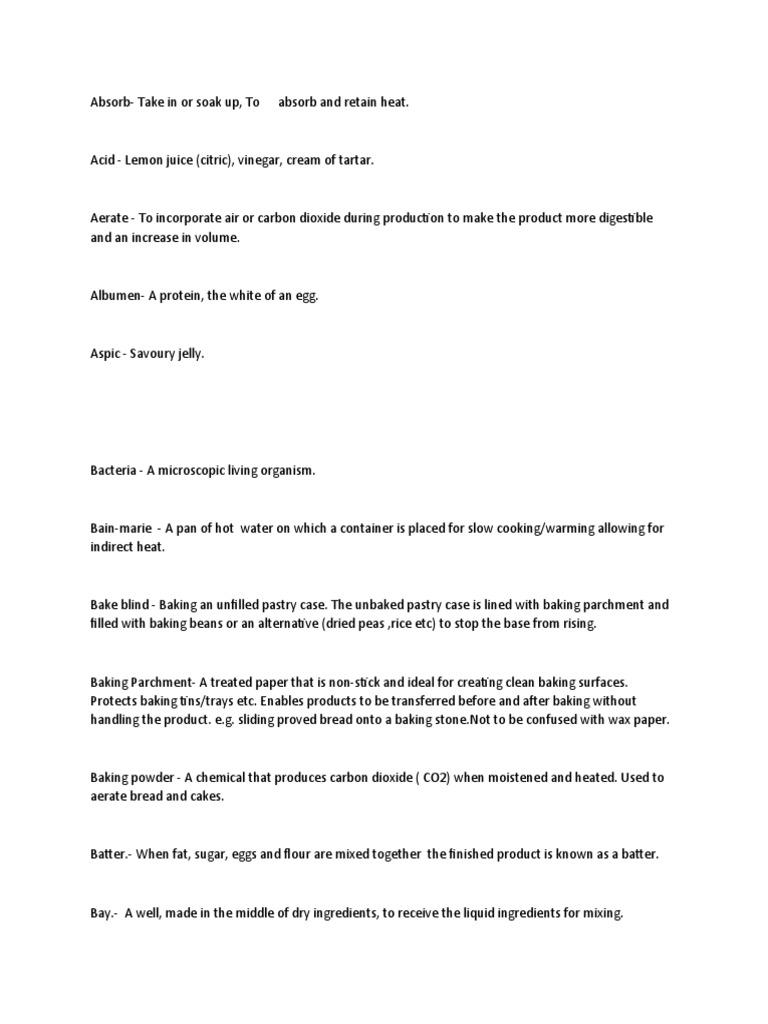 Baking Terms | PDF | Cakes | Breads