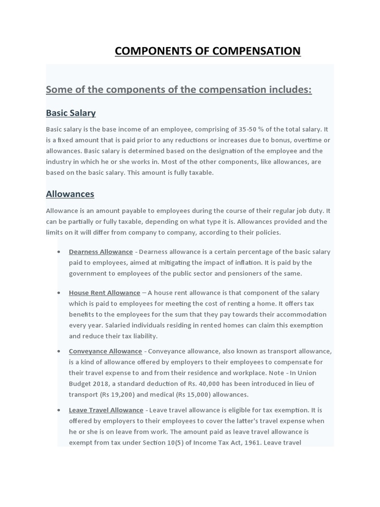 Components of Compensation | PDF | Employee Benefits | Salary
