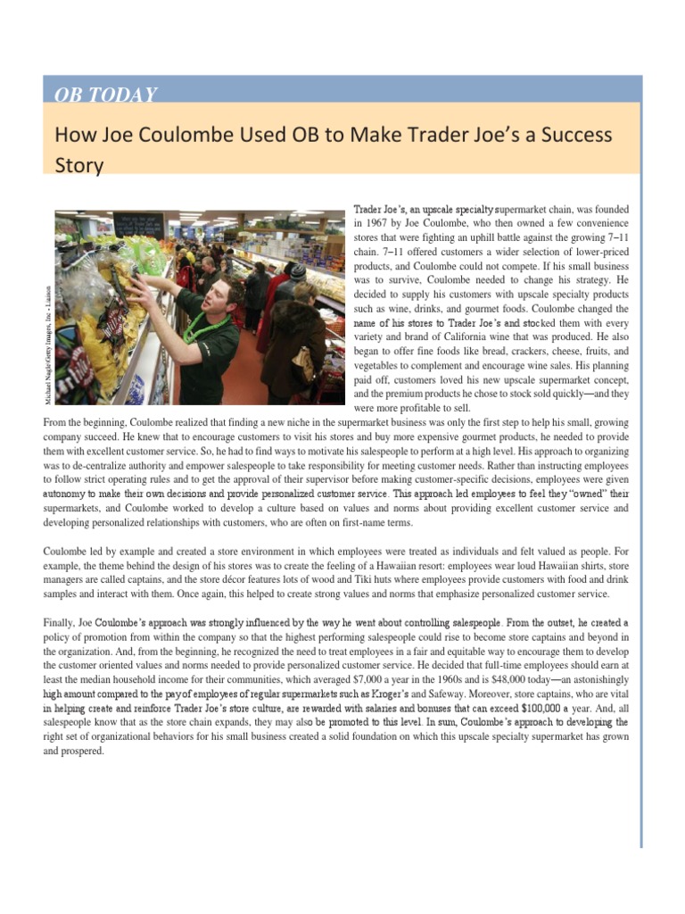 How Joe Coulombe Used OB to Make Trader Joe’s a Success | PDF | Supermarket | Business