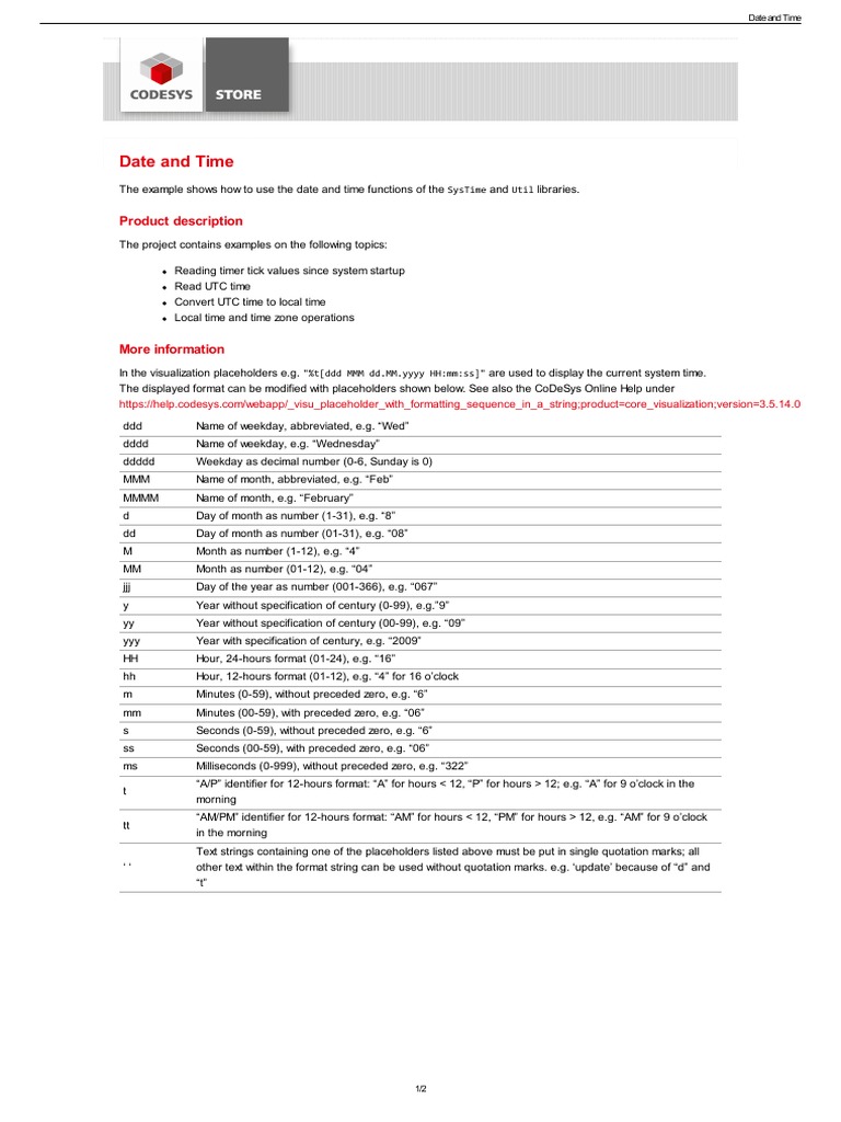 Date and Time: Product Description | PDF | Software Engineering | Computing