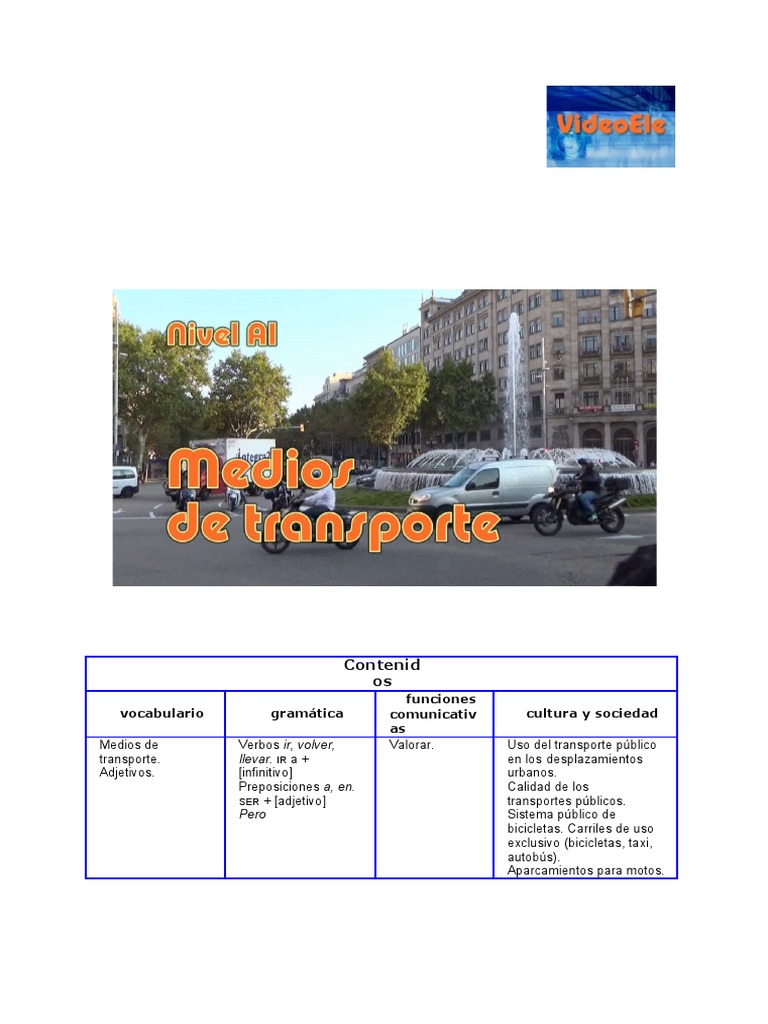 Medios de Transporte: Vocabulario y Ejercicios | PDF | Autobús | Transporte