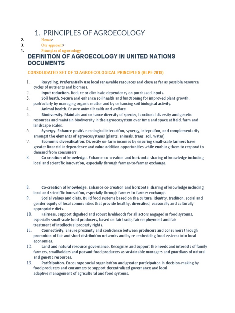 Principles of Agroecology | PDF | Agroecology | Ecological Resilience