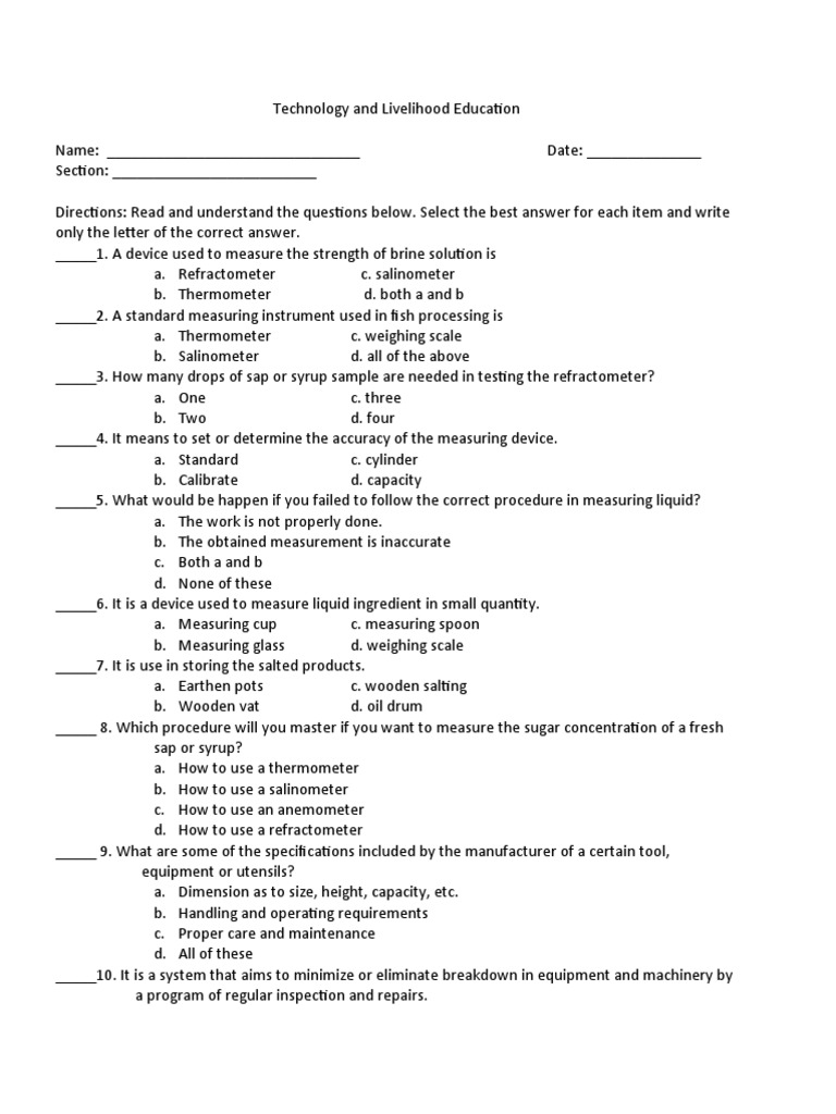 Summative Test (Tle 8) | PDF | Hazard Analysis And Critical Control ...