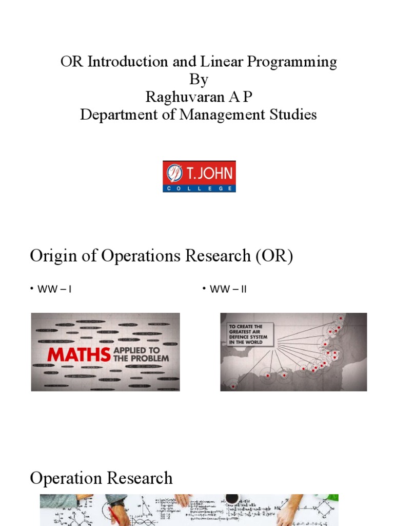 Or Introduction and Linear Programming | PDF | Linear Programming | Equations