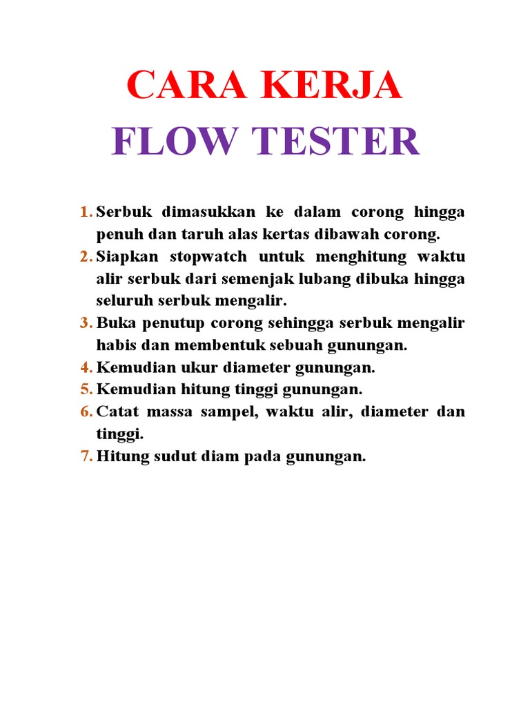 Cara Kerja Alat Flow Tester | PDF
