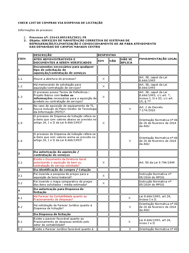 Check List de Compras Via Dispensa de Licitao Atual | PDF | Business