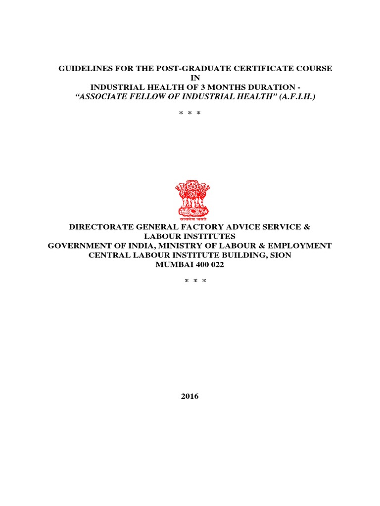 AFIH Course Guidelines for Institutions | PDF | Occupational Safety And ...