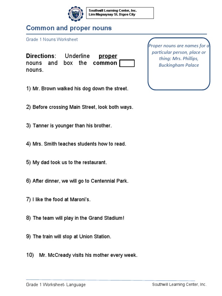 W6 - Common and Proper Noun | PDF