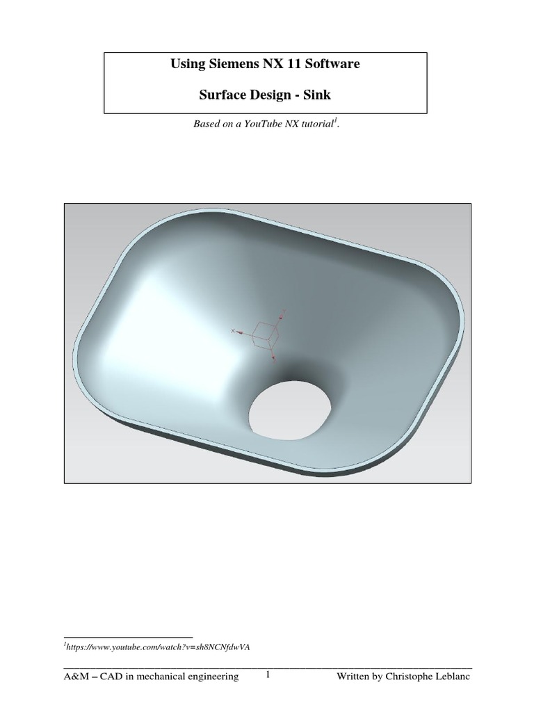Using Siemens NX 11 Software Surface Design - Sink: Based On A Youtube ...