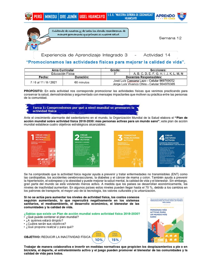 NSC 5° E Física 2021 Sem 12 Exp 3 Act 14 | PDF | Las enfermedades no ...