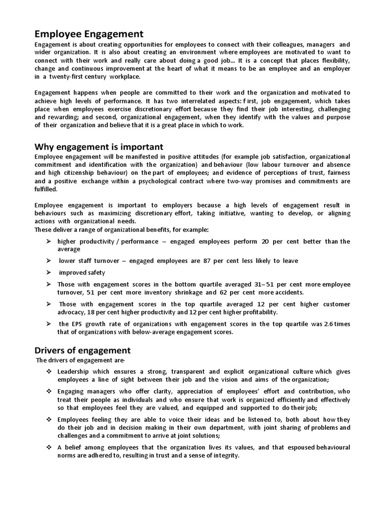 Employee Engagement SHRM Notes | PDF | Motivation | Motivational