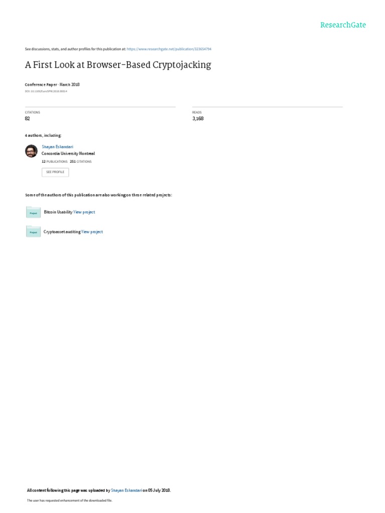 A First Look at Browser-Based Cryptojacking | PDF | Cryptocurrency ...
