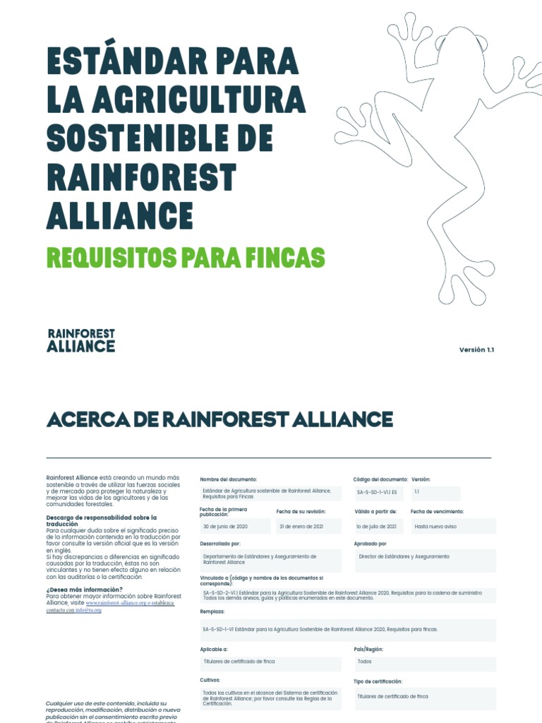 2020 Sustainable Agriculture Standard - Farm Requirements - Rainforest ...