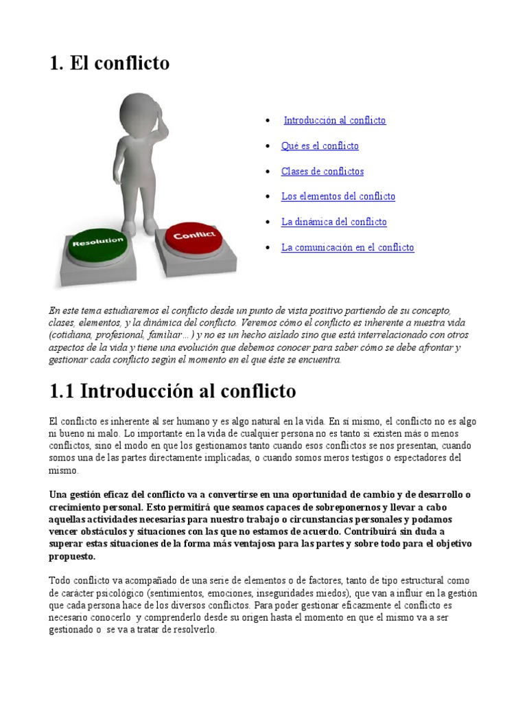 El Conflicto | PDF | Conflicto (proceso) | Las emociones