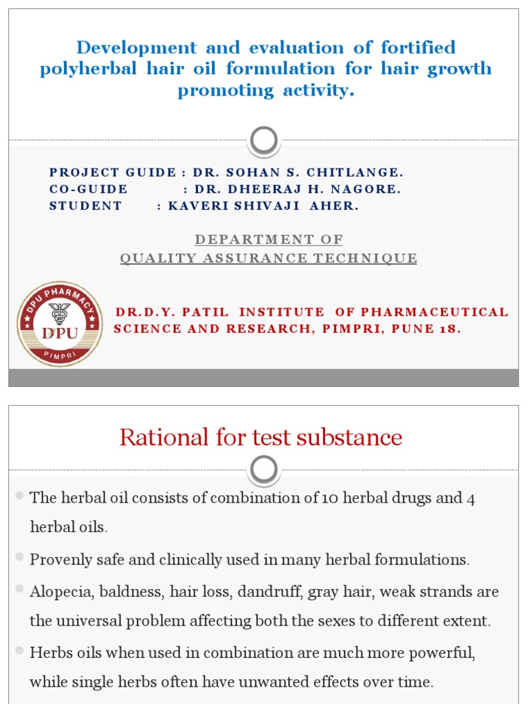 Development and Evaluation of Fortified Polyherbal Hair Oil | PDF ...