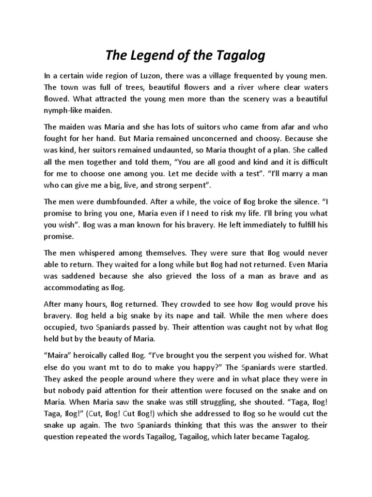 The Legend of The Tagalog | PDF