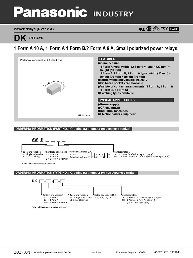 1 Form A 10 A, 1 Form A 1 Form B/2 Form A 8 A, Small Polarized Power ...