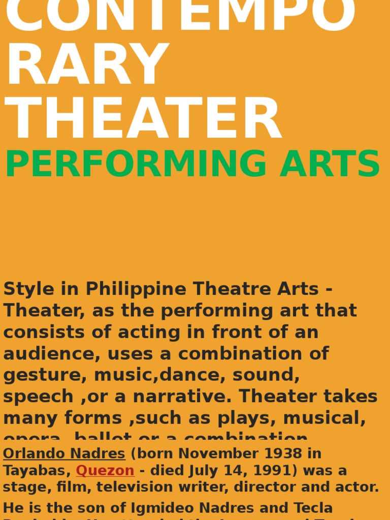 Contemporary Theater | PDF | Philippines | Entertainment (General)