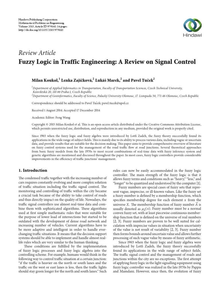 Review Article: Fuzzy Logic in Traffic Engineering: A Review On Signal ...